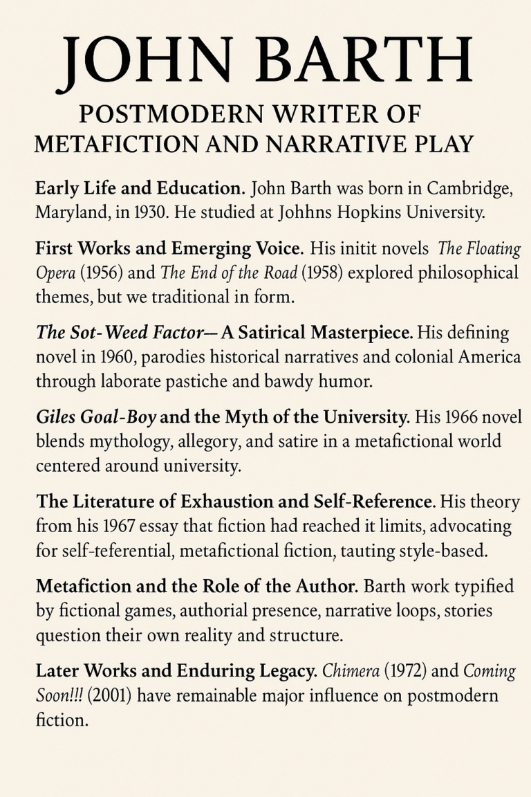 John Barth – Postmodern Writer of Metafiction and Narrative Play